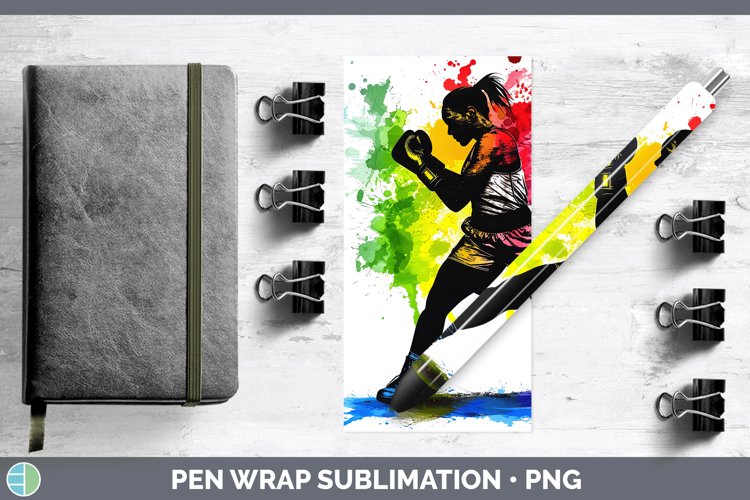 Neon Rainbow Female Boxer Pen Wrap Sublimation Epoxy Pen Des