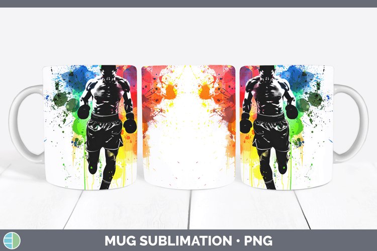 Neon Rainbow Male Boxer Mug Wrap Sublimation Coffee Cup Desi