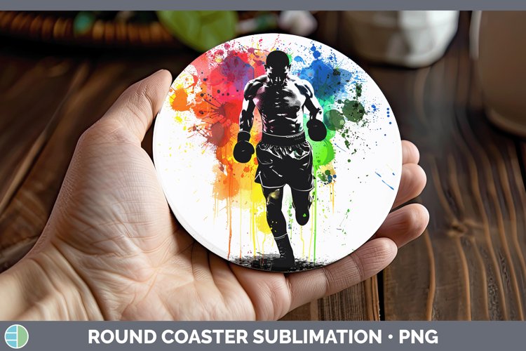 Neon Rainbow Male Boxer Round Coaster Sublimation Coaster De