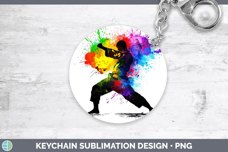Neon Rainbow Male Martial Artist Keychain Sublimation Keyrin