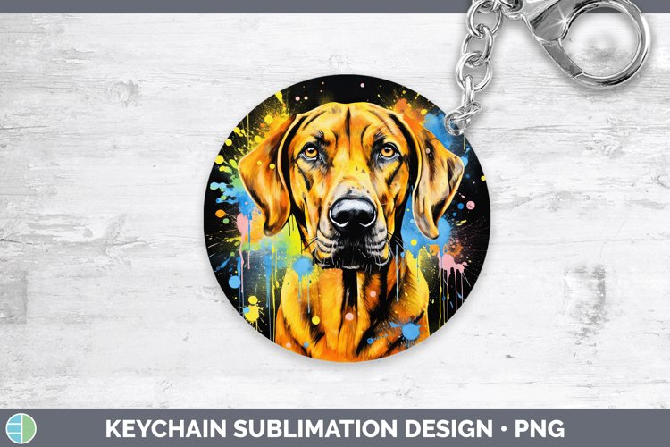 Neon Rhodesian Ridgeback Keychain Sublimation Keyring Design