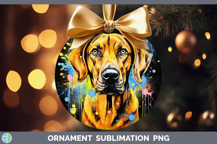 Neon Rhodesian Ridgeback Ornament Sublimation Bauble Designs