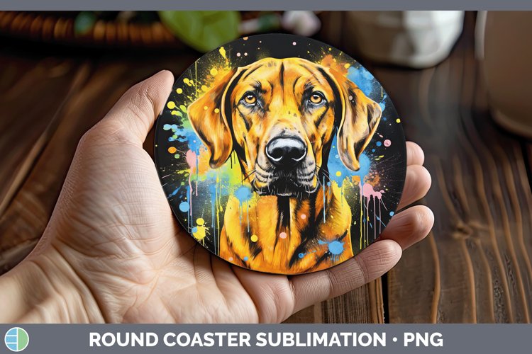 Neon Rhodesian Ridgeback Round Coaster Sublimation Coaster D