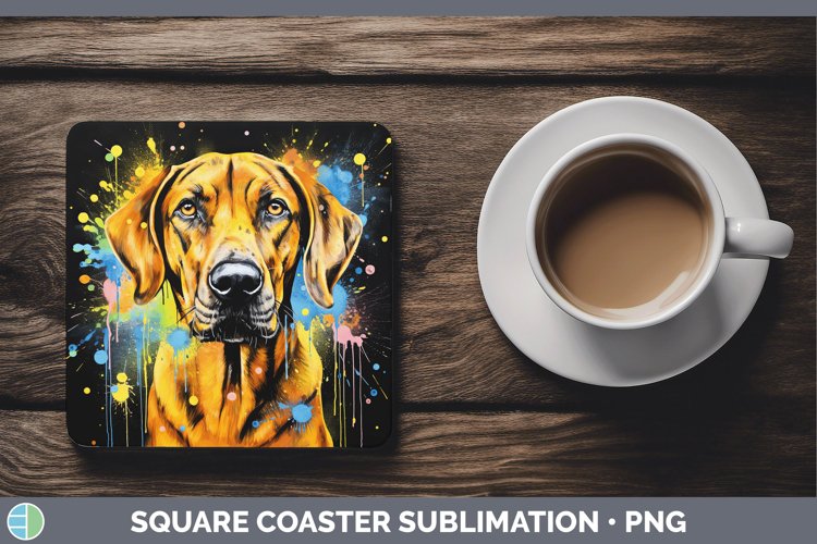 Neon Rhodesian Ridgeback Square Coaster Sublimation Coaster