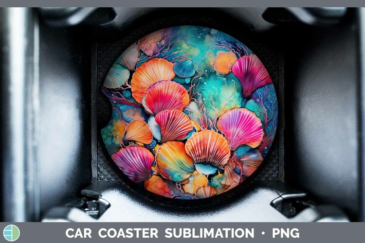 Neon Seashell Car Coaster Sublimation Coaster Designs