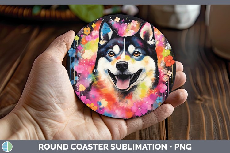 Neon Shiba Inu Round Coaster Sublimation Coaster Designs