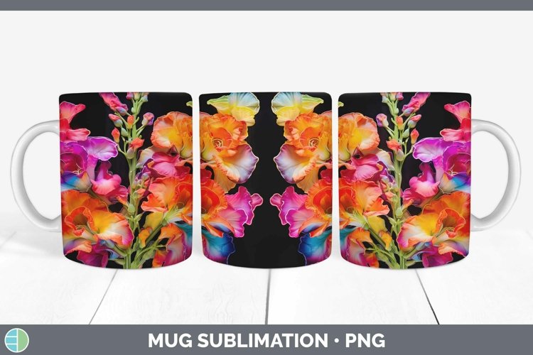 Neon Snapdragon Mug Wrap | Sublimation Coffee Cup Designs