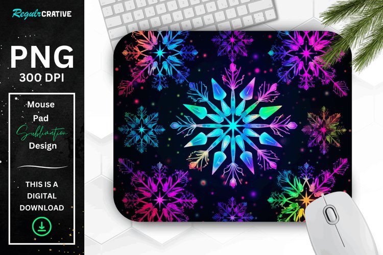 Neon Snowflake Pattern Mouse Pad (3112738)