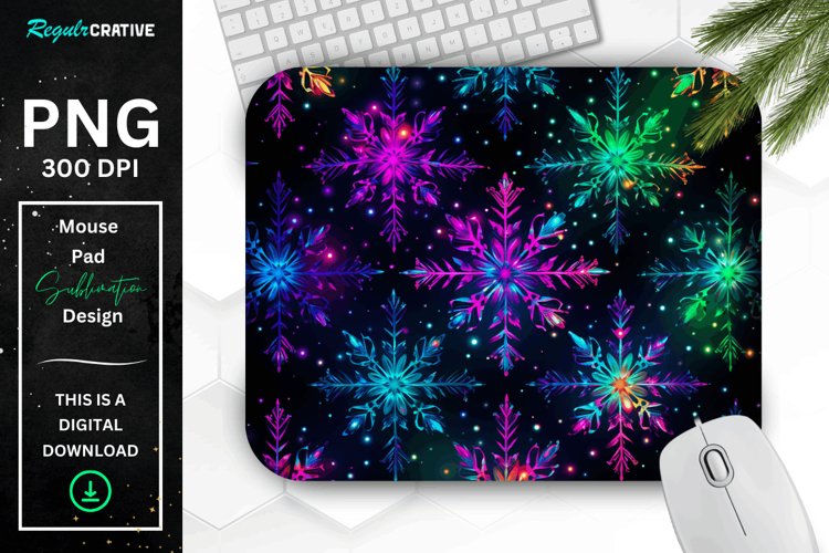 Neon Snowflake Pattern Mouse Pad (3112759)