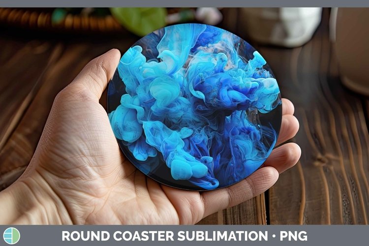 Neon Splash Blue Round Coaster Sublimation Coaster Designs