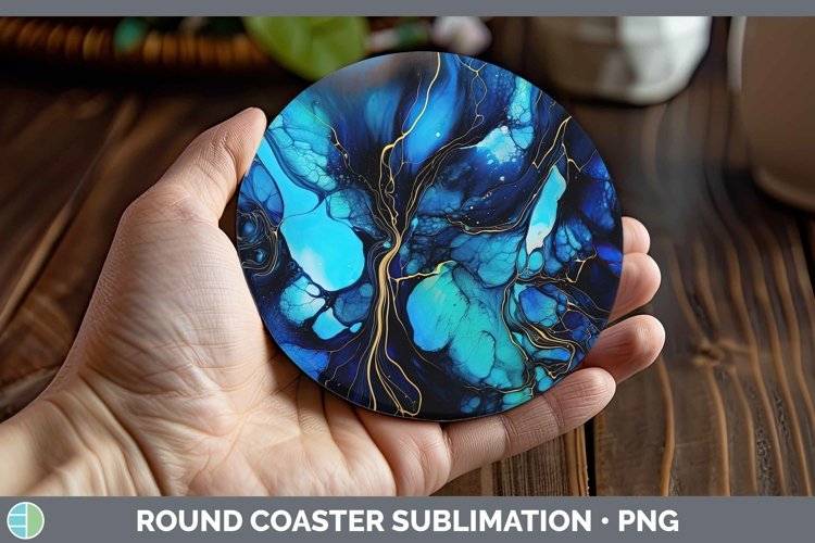 Neon Splash Blue Round Coaster Sublimation Coaster Designs