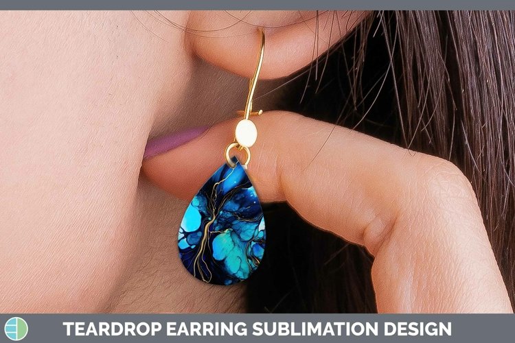 Neon Splash Blue Teardrop Earrings Sublimation Earrings Desi
