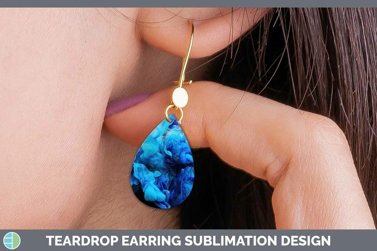 Neon Splash Blue Teardrop Earrings Sublimation Earrings Desi