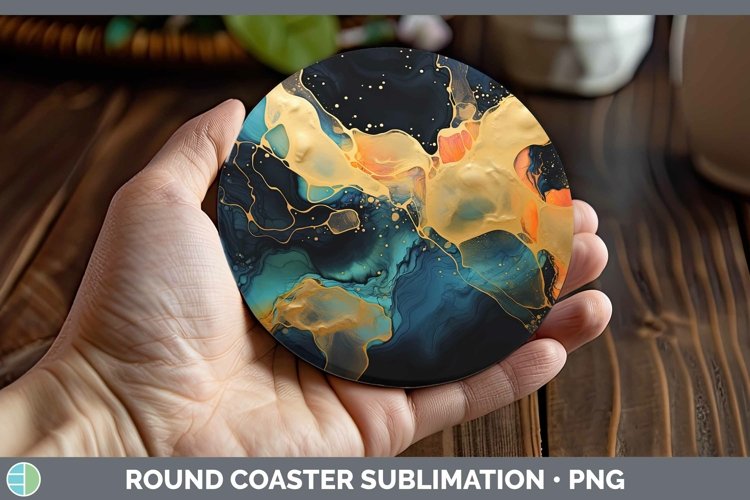 Neon Splash Gold Round Coaster Sublimation Coaster Designs