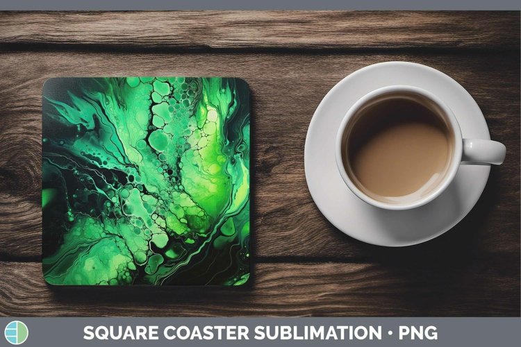 Neon Splash Green Square Coaster Sublimation Coaster Designs