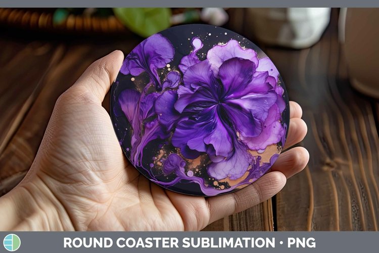 Neon Splash Purple Round Coaster Sublimation Coaster Designs