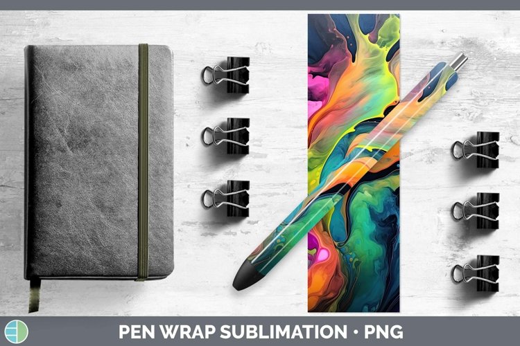 Neon Splash Rainbow Pen Wrap Sublimation Epoxy Pen Designs