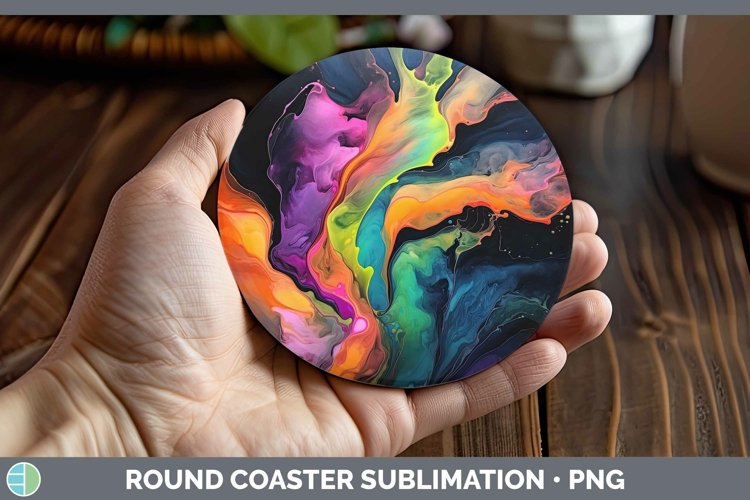 Neon Splash Rainbow Round Coaster Sublimation Coaster Design