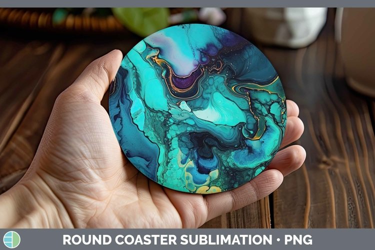 Neon Splash Teal Round Coaster Sublimation Coaster Designs