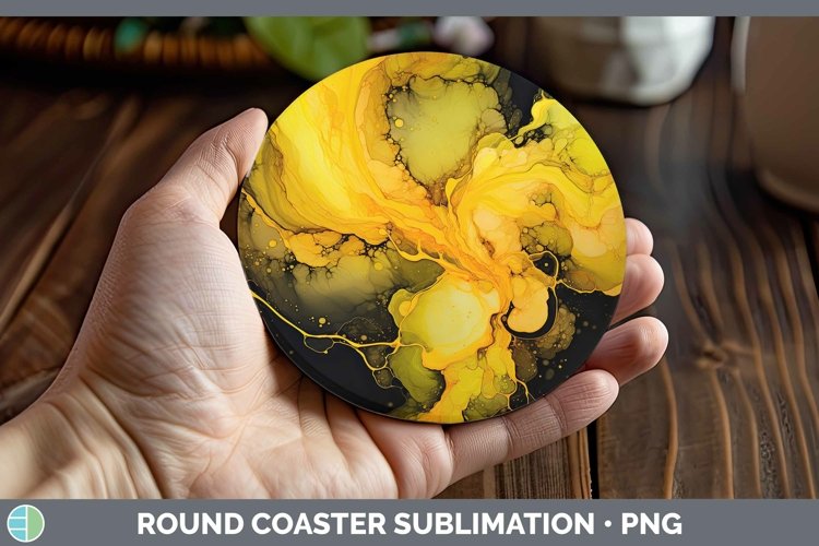 Neon Splash Yellow Round Coaster Sublimation Coaster Designs