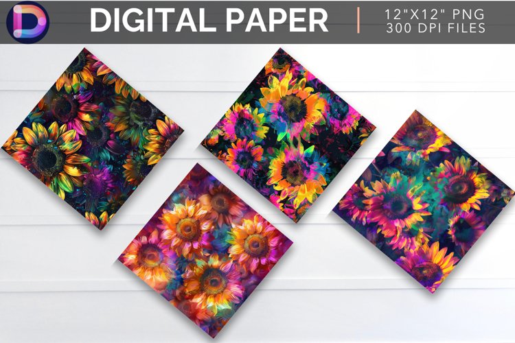 Neon Sunflower Digital Paper