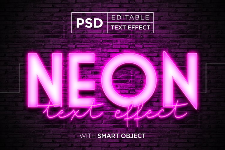 3d neon typography text effect mockup template