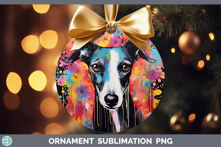 Neon Whippet Ornament Sublimation Bauble Designs