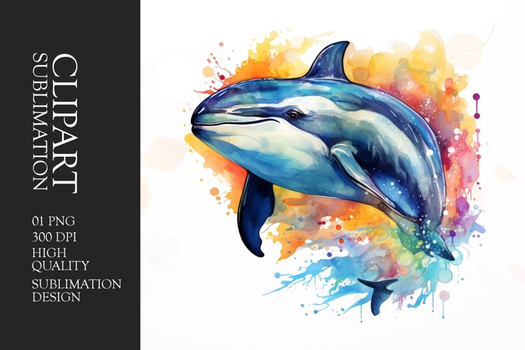 Watercolor Whale clipart sublimation (4585582)