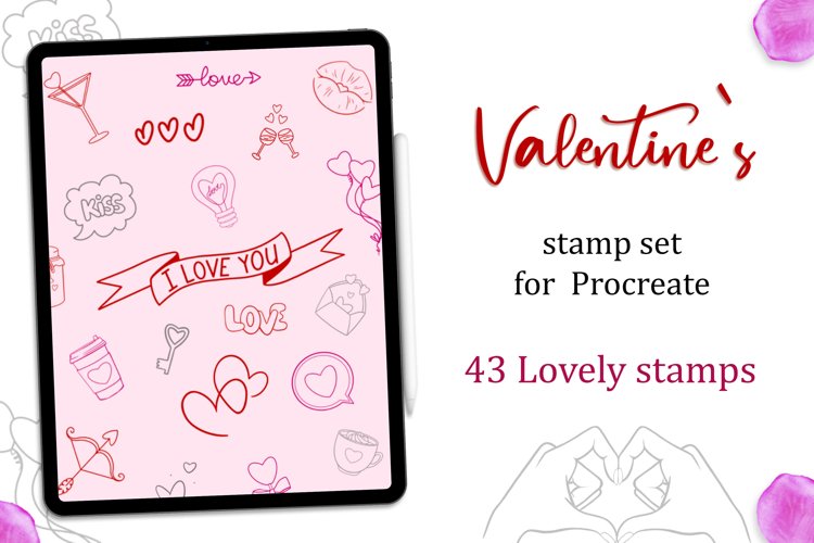 Valentines day Procreate stamp set, heart brushes (1093493) | Procreate ...