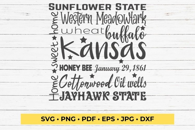 State of Kansas Cut File| Square Typography