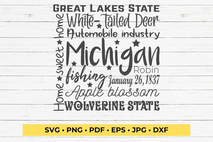 State of Michigan Cut File| Square Typography