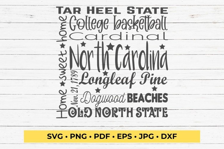 State of North Carolina Cut File| Square Typography