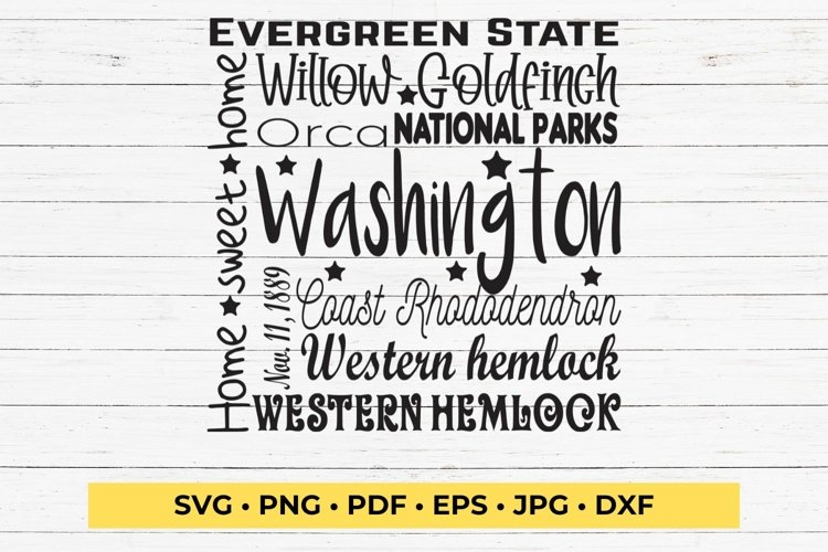 State of Washington Cut File| Square Typography