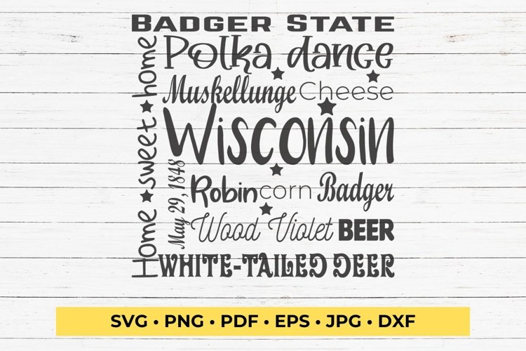 State of Wisconsin Cut File| Square Typography
