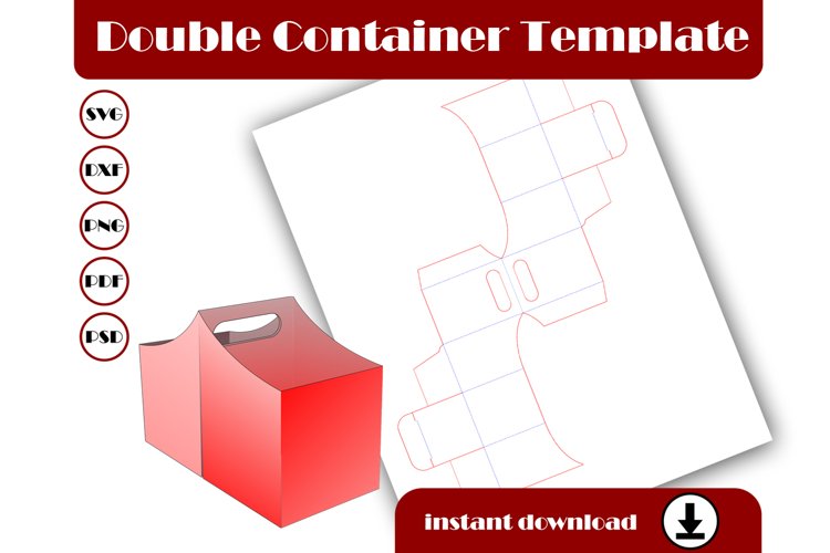 Double container template | Box with handles template