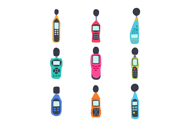 noise level meter set cartoon (6567305)