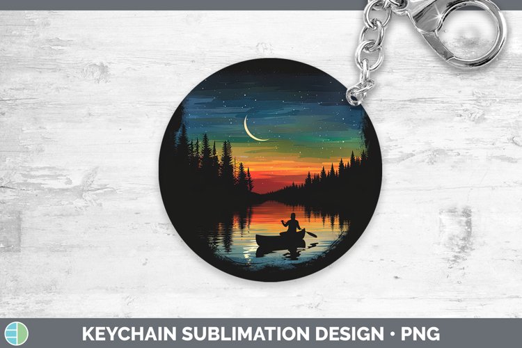 Northern Lights Canoe Keychain Sublimation Keyring Designs