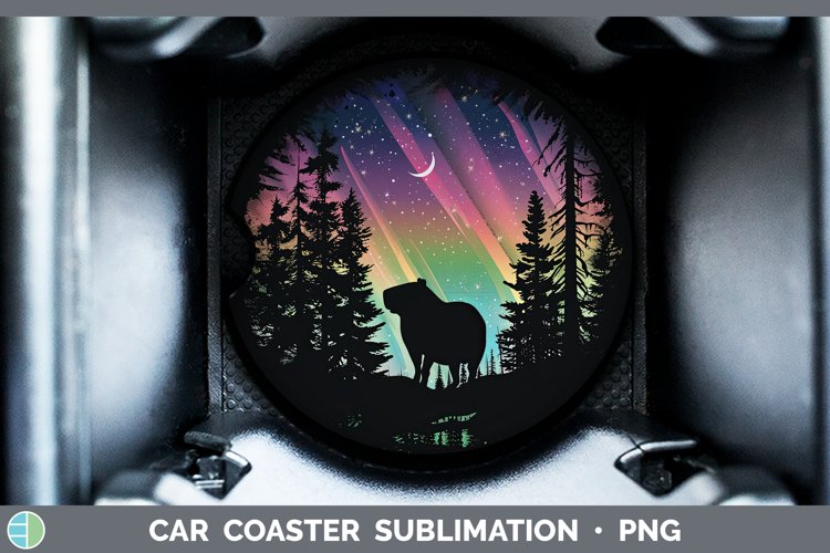 Northern Lights Capybara Car Coaster Sublimation Coaster Des