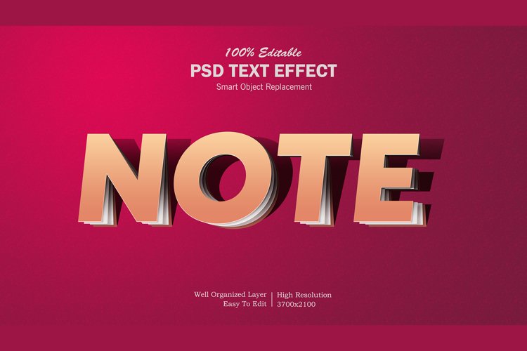 Note Paper Style PSD 3D Text Effect
