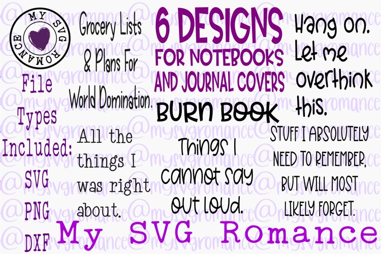 Notebook Journal Cover Sayings Bundle 6 Designs SVG PNG DXF (1897467 ...