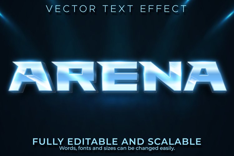 Editable text effect arena, 3d metallic and sword font style