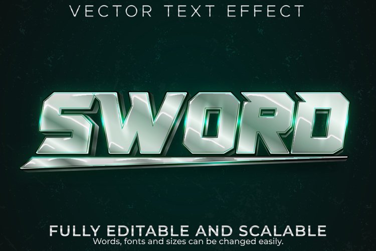 Metallic text effect, editable sword and shiny text style