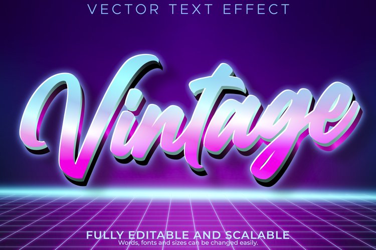 Retro text effect, editable cyber and future text style