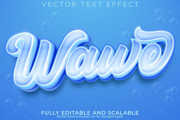 Water text effect, editable fluid and liquid text style