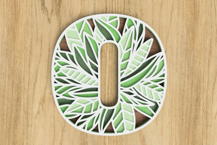 Layered Botanical Alphabet Laser Cut File - Letter O