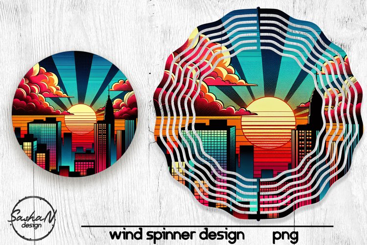Neon retro sunset wind spinner sublimation (4207227)