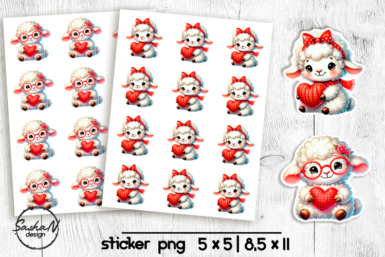 Cute Sheep Animal Valentine Stickers (6568485)