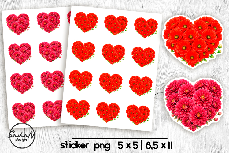 Yellow floral heart stickers, Printable stickers (6562779)
