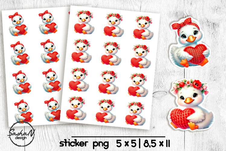 Cute Goose Animal Valentine Stickers