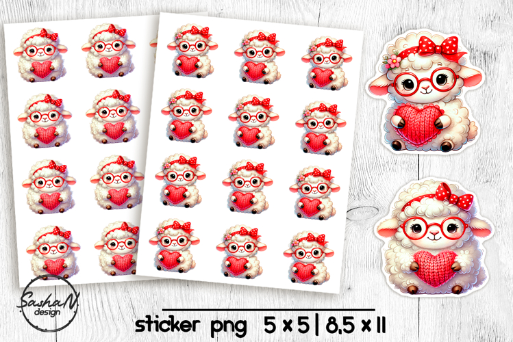 Cute Sheep Animal Valentine Stickers (6568446)